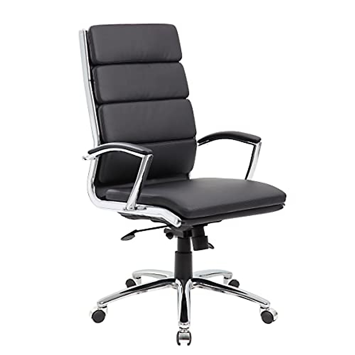 Boss Office Products CaressoftPlus Executive Chair, Traditional, Metal Chrome Finish 30D x 27W x 42H in