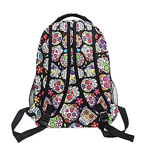 Aflyko Sugar Skulls School Bookbag Laptop Backpack Travel Hiking Daypack for teens 16 x 11.4 x 6.9 Inch