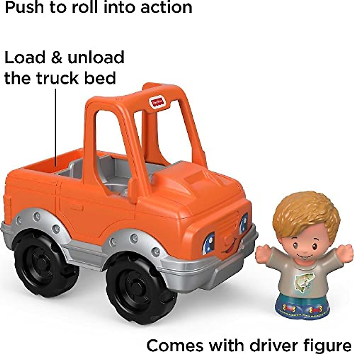 Fisher-Price Little People Toddler Toy Help A Friend Pick Up Truck Orange Vehicle & Figure for Pretend Play Ages 1+ Years