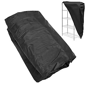 Wire Shelf Cover, 210D Heavy Duty Waterproof Dustproof Storge Shelving Unit Cover 36x18x72 Inch Outdoor Wire Rack Cover with Zip and Hook for Wire Shelving, Black Cover only