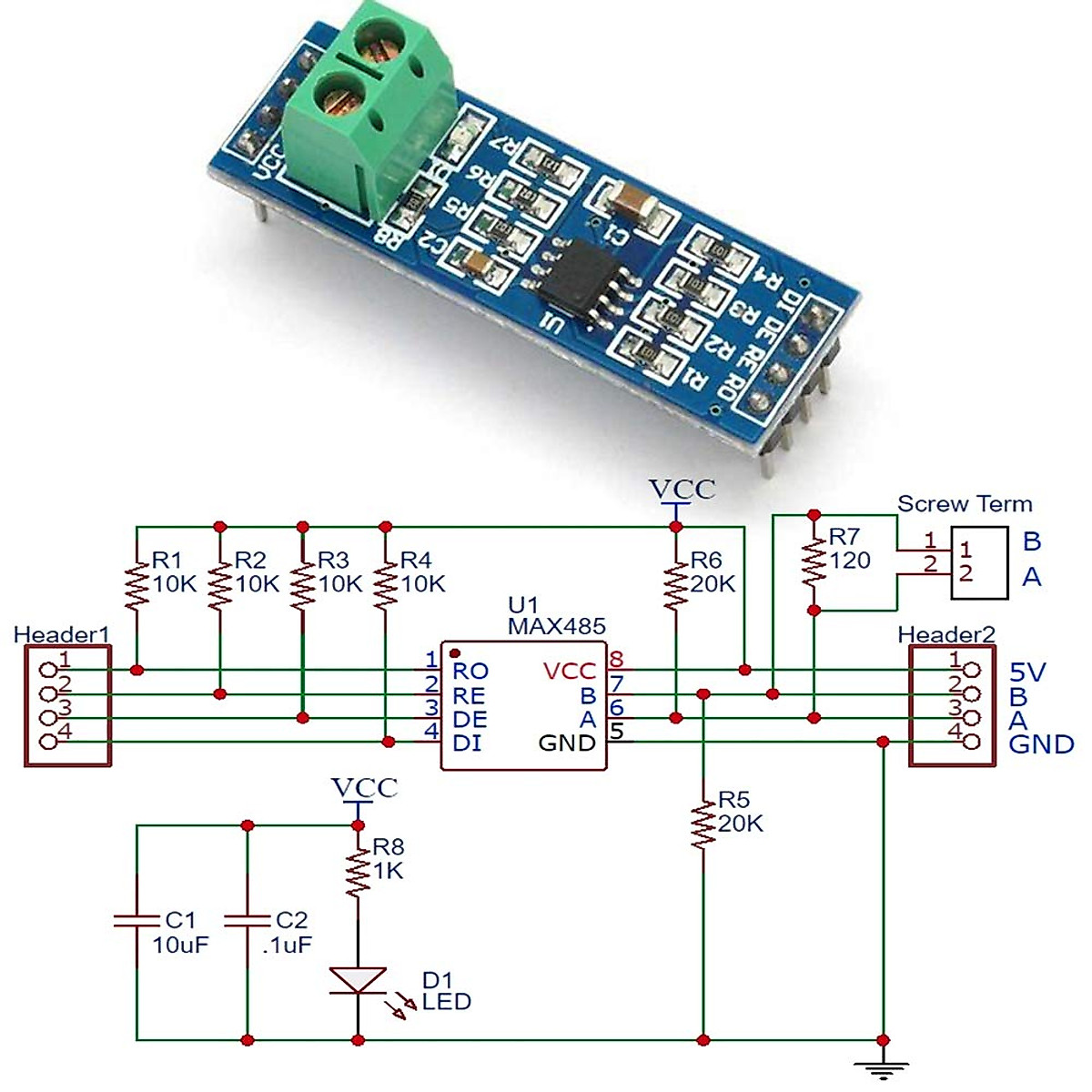 ANMBEST 10PCS MAX485 RS485 Transceiver Module TTL UART Serial to RS-485 Module for Arduino Raspberry Pi Industrial-Control