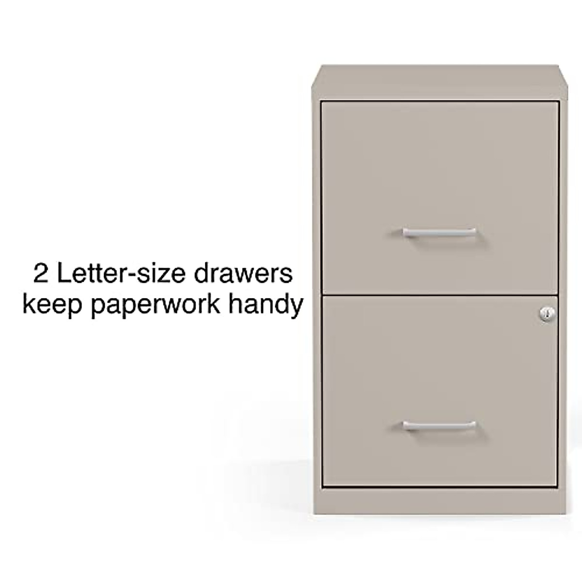 MyOfficeInnovations 2806662 2-Drawer Vertical Locking File Cabinet Letter-Size Putty/Beige 18D