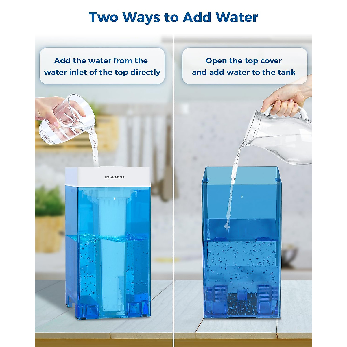 INSENVO Humidifier for bedroom, 5L Top Fill Humidifier with Touch Control, Ultrasonic Adjustable 3 Mist Outputs, 3 Timers, Auto Shut-off Air Humidifier for Bedroom, Living Room, Office, Pets, Plants