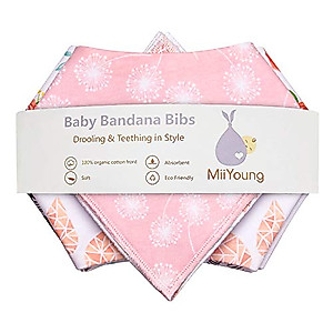 10-Pack Baby Girl Bandana Drool Bibs Gift Set for Drooling Teething by MiiYoung