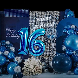 21 Balloon Number, 40 Inch Blue Foil Balloons Giant Jumbo Helium Number 21 or 12 Balloons for Boys Girls 21th 12th Birthday Decorations Anniversary Events Party Decorations (Blue)