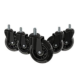 Flash Furniture Set of 5 Replacement Rollerblade Casters for Commercial & Home Office Chairs - Transparent Polyurethane Rollerblade Wheels - Hardwood & Carpet