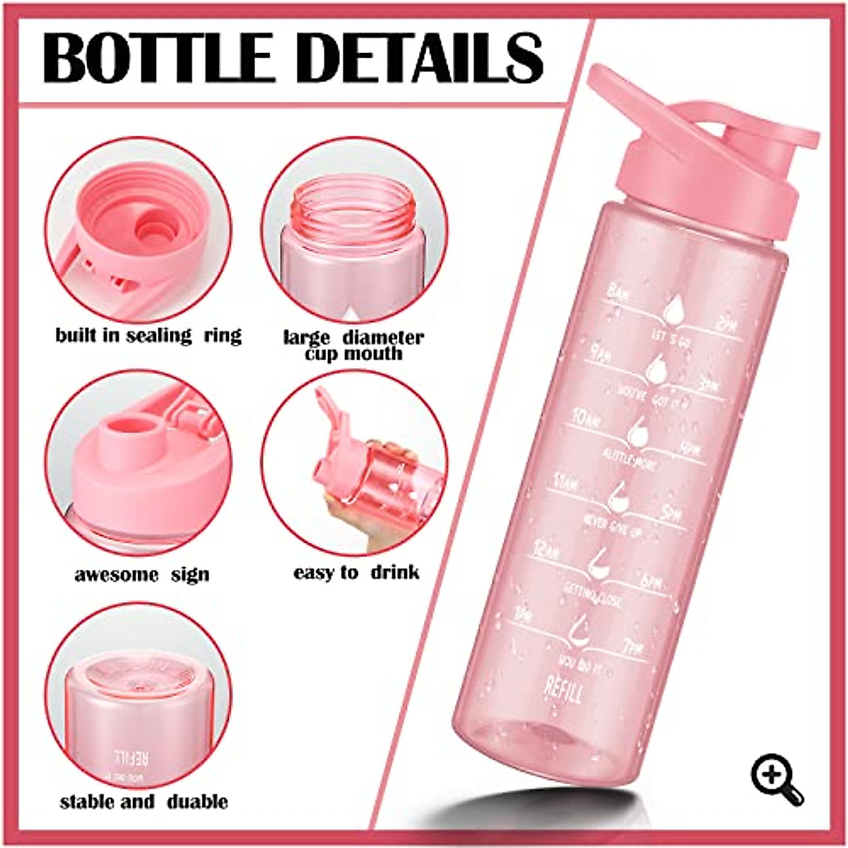 Rtteri 16 Pcs 24 oz Water Bottles Leakproof Water Bottle Clear Water Bottles for Summer Women Men Sports Travel Outdoor Gym Gift(Elegant Color)