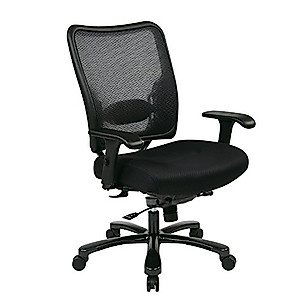 Space Seating 75 Series Air Grid Big and Tall Deluxe Ergonomic Office Chair with Thick Padded Seat and 400 lb. Limit, Black