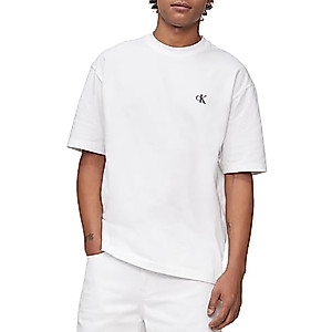 Calvin Klein Men's Relaxed Fit Monogram Logo Crewneck T-Shirt, Brilliant White, X-Large