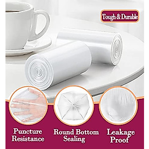 4 Gallon 180pcs Small Clear Trash Bags Strong Clear Garbage Bags, Bathroom Trash Can Bin Liners, Plastic Bags for Office, Waste Basket Liner, Fit 12-15 Liter, 3,3.5,4,4.5 Gal（Clear 180）