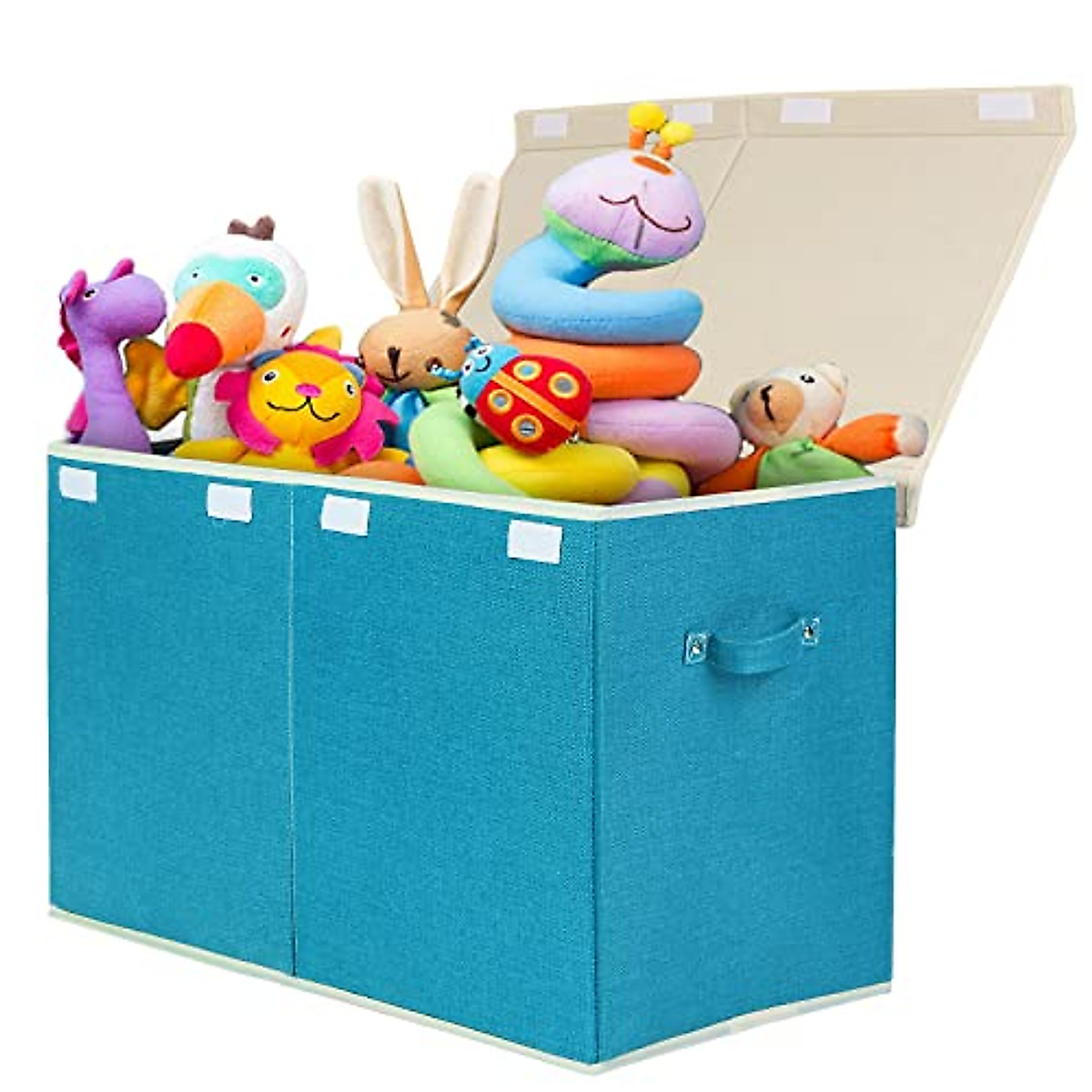 popoly Large Toy Box Chest Storage with Flip-Top Lid, Collapsible Kids Storage Boxes Container Bins for Toys, Playroom Organizers, 25"x13" x16"(Linen)