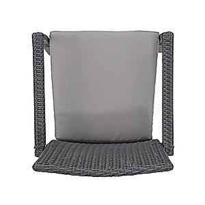 Christopher Knight Home Corsica Outdoor Wicker Dining Chairs with Cushions, 2-Pcs Set, Grey