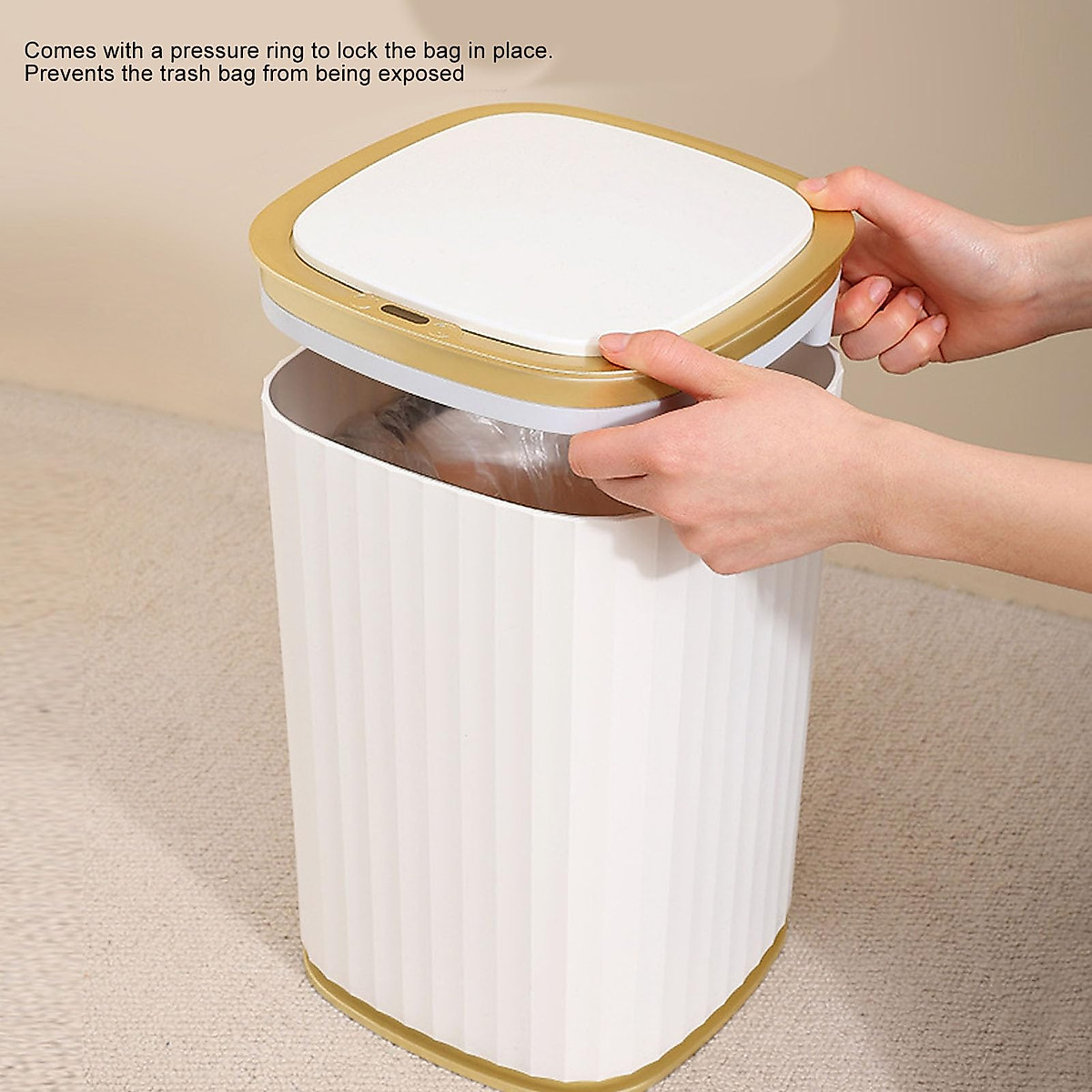 Tyenaza Automatic Trash Can,15L Waterproof Touchless Automatic Motion Sensor Trash Can, Slim Smart Trash Can, Rechargeable with Lids for Home Bedroom Office