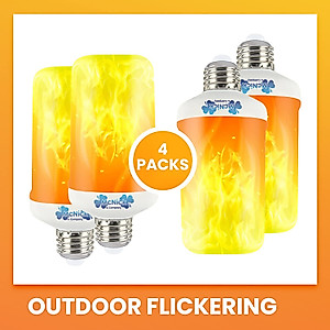 MCNICK & COMPANY Flame Light Bulbs - LED Flickering Bulbs (4 Pack) - Flicker Flame Light Bulbs That Look Like Gas Lanthern - Light Bulbs That Look Like Flames