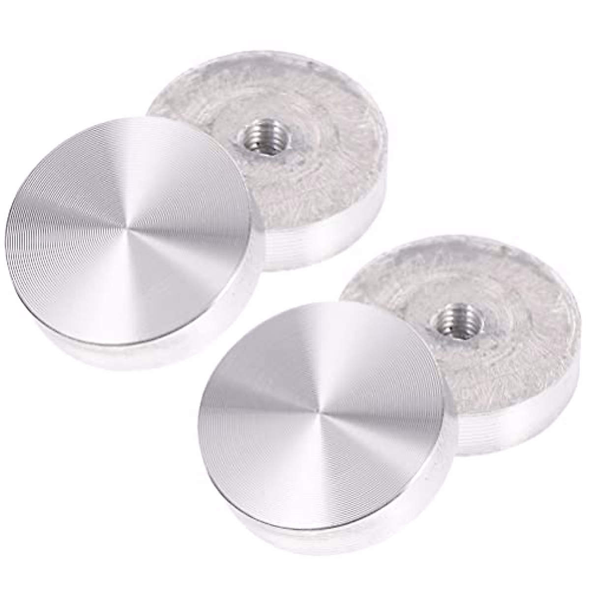 Angoily 4PCS Glass Table Adapter Round Aluminum Disc, M8 Thread Thick Aluminum Circle Disc Glass Adapter for Glass Table Tea Tables (5CM)