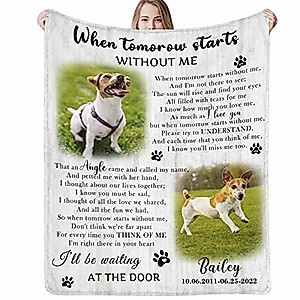 Artsadd Dog Pictures Custom Throw Blanket with Name Personalized Pet Memorial Blanket Memory Gift for Friends Sympathy Remembrance Customized Bed Throw Blanket Made in USA