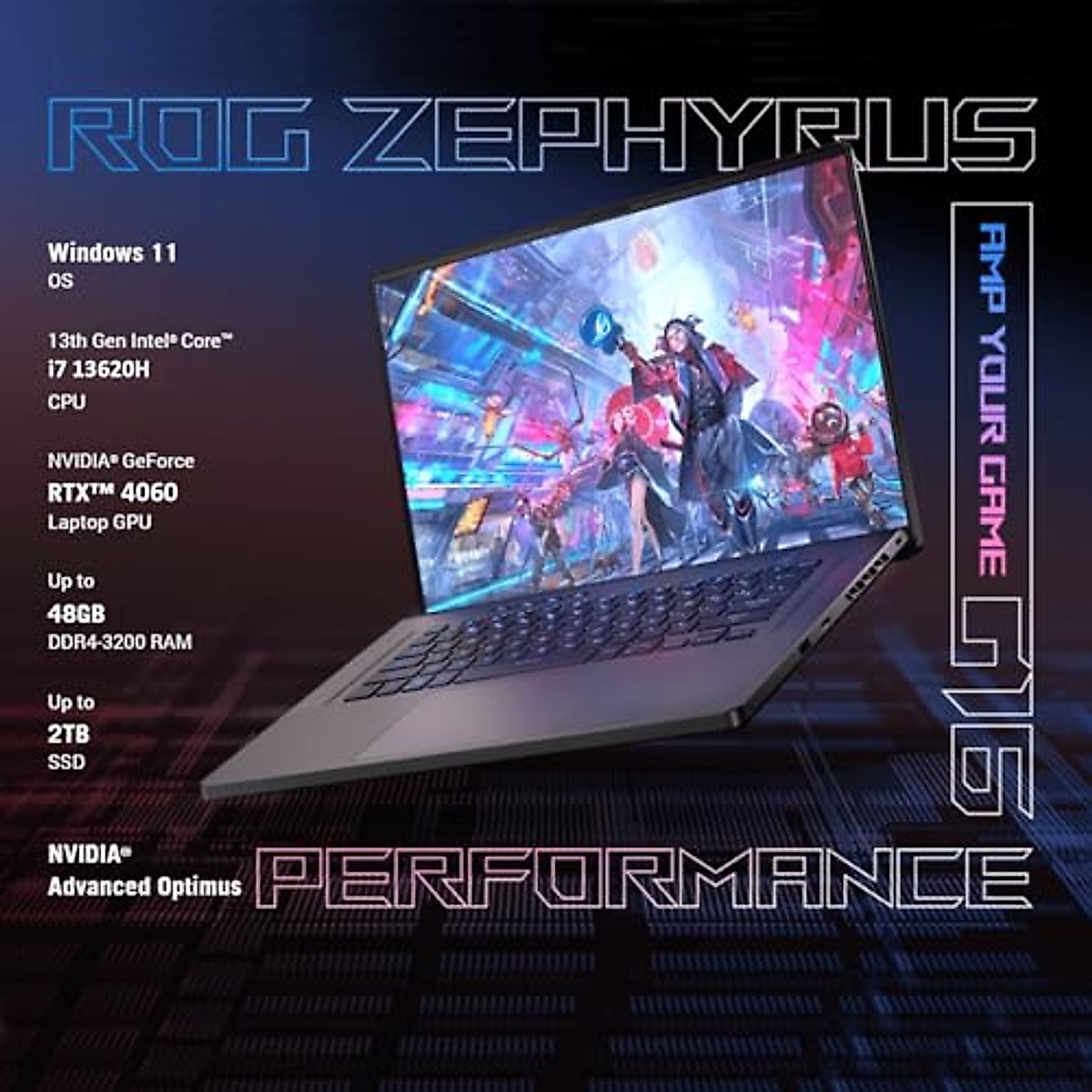 ASUS ROG-Zephyrus-G16 Gaming Laptop Computer - 16" 165Hz Display, CPU i7-13620H Processor, NVIDIA GeForce RTX 4060, 16GB RAM, 1TB SSD, Backlit Keyboard, WiFi 6, Win 11 Home with Gaming Mouse