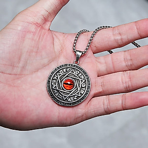 STWTR Red Eye Amulet Seal Solomon Hexagonal Star Twelve Constellation Pendant Blue Eye Stainless Steel Necklace