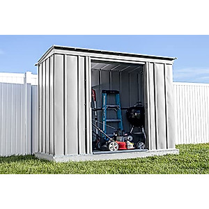 Arrow Shed Classic 8' x 4' Outdoor Padlockable Steel Storage Shed Building, Flute Grey