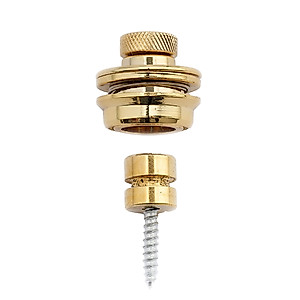 Musiclily Flat Head Guitar Big Strap Locks System Schaller-Style Straplocks Parts for Electric Acoustic Guitar Bass,Gold(Pack of 2)