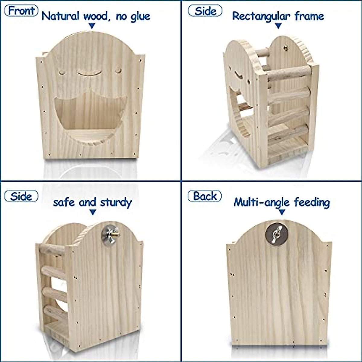 Hamiledyi Wood Rabbit Hay Feeder for Cage Bunny Hay Manger Rack Small Animals Feeding Holder Wooden Grass Dispenser with Chew Toys for Guinea Pig Chinchilla Hamster 9Pcs
