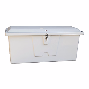TAYLOR MADE PRODUCTS White 67.75"L x 27.75"W x 26"H Stow 'N Go UV-Resistant Polyethylene Waterproof Storage Box with Stainless Steel Lockable Latch for Docks, Decks, Patios, Pool Areas - 2020108529
