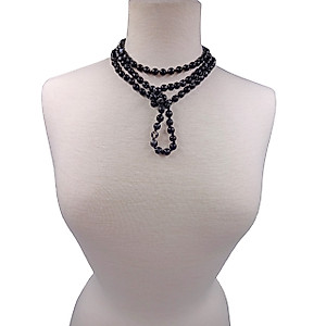 MGR 60-Inch Faceted Black Onyx Endless Infinity Long Beaded Necklace or Multi Strand Beaded Necklace.