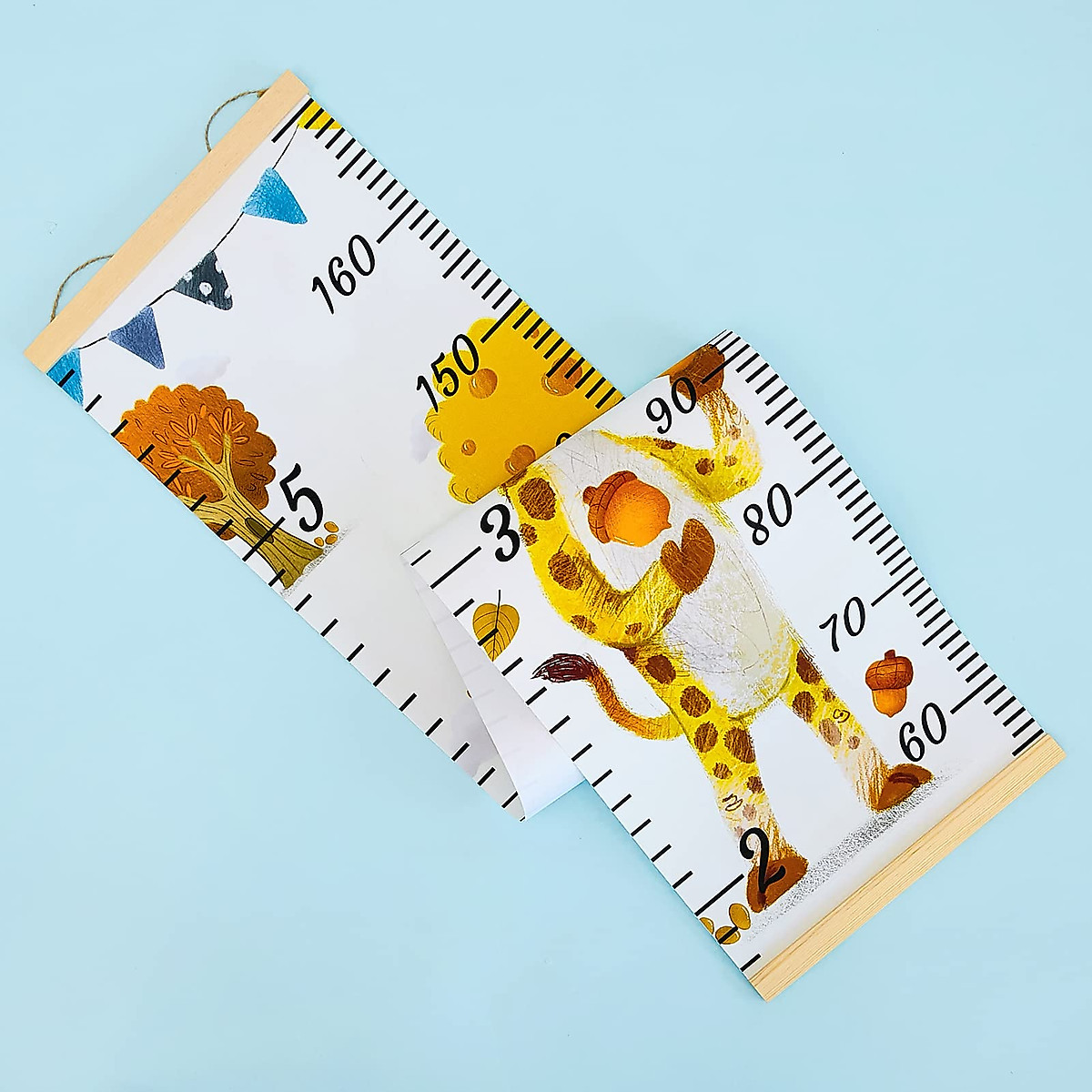 FIOBEE Kids Growth Chart Baby Height Chart Wall Hanging Ruler Measurement Chart Nursery Room Decor for Girls Boys Toddlers, Giraffe