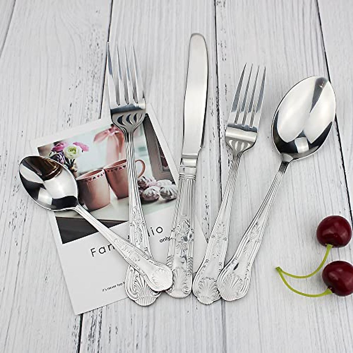 Silverware Set Cutlery Utensil Stainless Steel Flatware Luxury Home Restaurant Small Business,Mirror Finish Tableware 20 Piece Service for 4