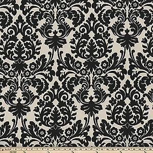 Pillow Perfect Damask Outdoor Throw Accent Pillow, Plush Fill, Weather, and Fade Resistant, Large Lumbar - 16.5" x 24.5", Black/Ivory Essence, 2 Count