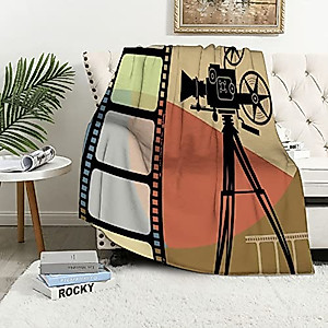 Gyapuk Movie Theme,Fleece Throw Blanket for Couch Sofa or Bed Throw Size,Composition with Projection and Strip,Soft Fuzzy Blanket,Flannel Lap Blanket,Super Cozy and Comfy,Multicolor,80x60in