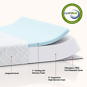 Wellos Queen Mattress, 12 Inch Memory Foam Mattress in a Box, with Removable and Washable Cover, Multi-Layer System for Pressure Relief, Cooling Gel for Deeper Sleep, Made in USA, White