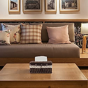 Kailinst Woven Tissue Box Cover Rectangular,Farmhouse Decor Facial Tissue Holder,Paper Holder Napkin Dispenser for Kitchen Living Room Bedroom Bathroom Office(Brown)