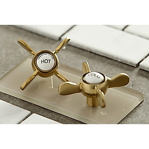 Kingston Brass KS3227BEX 6-Inch Adjustable Center Wall Mount Kitchen Faucet, Brushed Brass