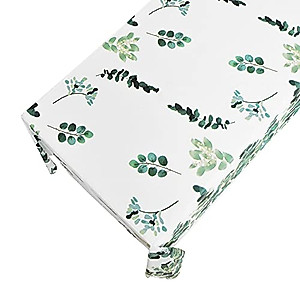 Eucalyptus Leaf Tablecloth 3pcs Sage Green Tablecloth Sage Green Baby Shower Decorations Eucalyptus Leaves Sage Greenery Plastic Table Covers for Neutral Green Baby Shower, Birthday, Wedding Decor