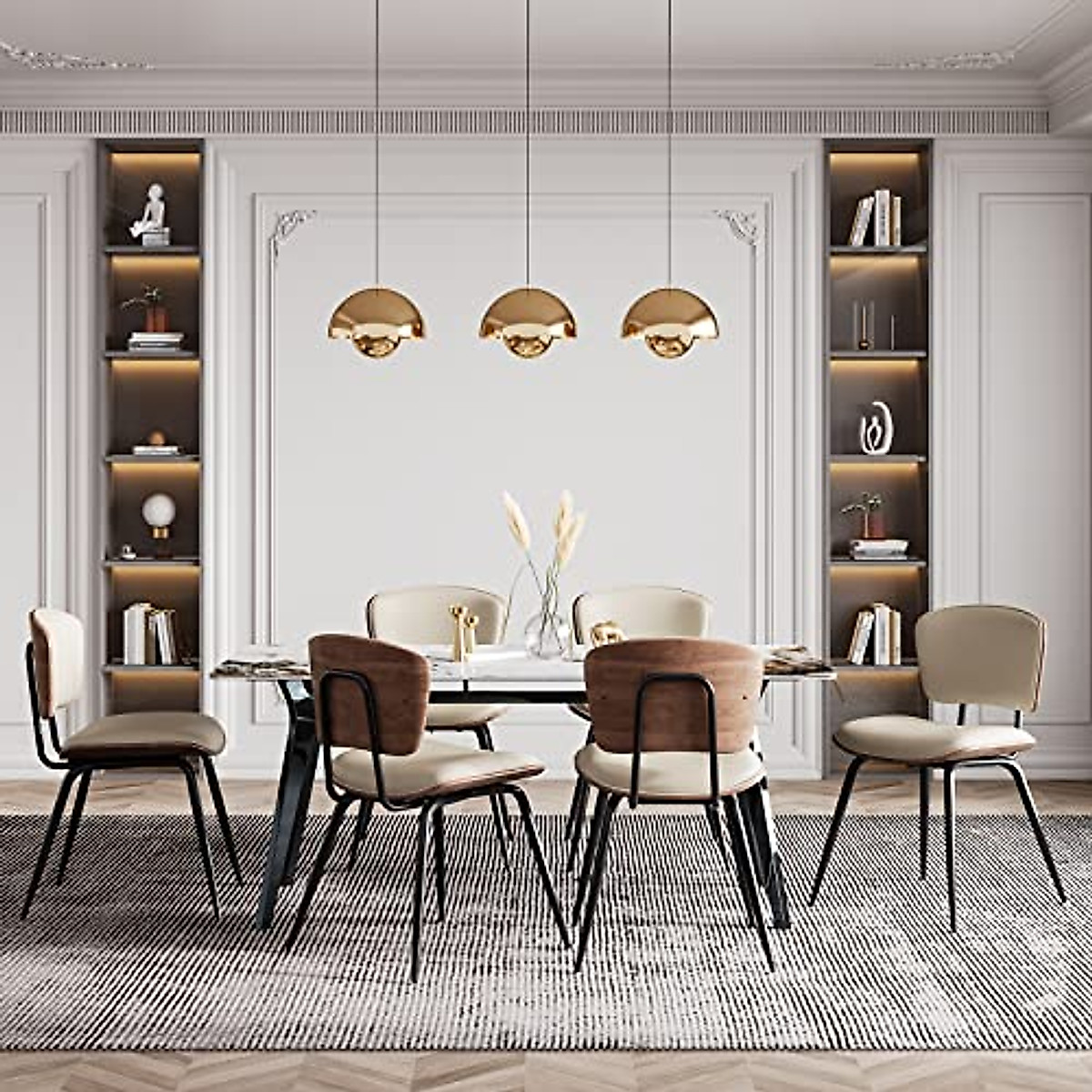 AQG Dining Chairs Mid Century Modern Dining Chairs for Kitchen Dining Living Room Chairs (Beige, Pack of 2)