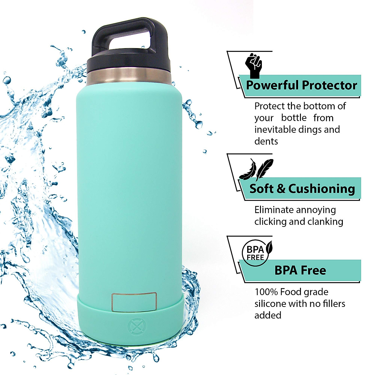 One MissionX Protective Silicone Boot for YETI 46oz 36oz 26oz 18/12oz, Owala 32oz 24oz Bottles & Yonder Water Bottles, Anti-Slip Bottom Sleeve Cover, BPA Free (Navy, Fits 26 oz)