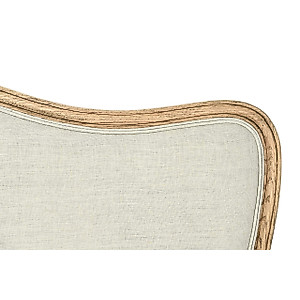 Creative Co-Op, Natural, Queen Modern Farmhouse Solid Oak Wood Headboard with Linen Upholstery, Beige