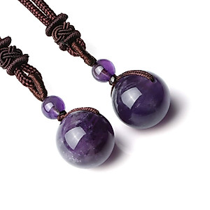Jovivi Healing Crystals Necklace Natural Amethyst Lucky Blessing Protection Chakra Beads Stone Pendant for Women and Men Adjustable