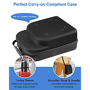 Allgawise Set of 2 Hard Hat travel Cases for Baseball Caps - Hat Storage Organizer Holder with Handle, Shoulder Strap and Trolley Sleeve, Protect up to 10 Hats for Outdoor and Home Storage, Black
