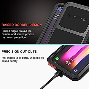 LOVE MEI LG V60 ThinQ Case with Tempered Glass Screen Protector Shockproof Scratch Proof Hybrid Metal and Silicone Gel Heavy Duty Armor Defender Tough Back Cover for V60 ThinQ / V60 (Black)