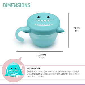 melii Animal Snack Container with Finger Trap, Shark, for Toddlers, Kids and Adult