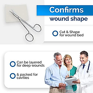 Calcium Alginate Wound Dressing 8" x 8" -Simpurity- Individual Thick Pads Antimicrobial Alginate Dressing Fiber Padding Medical Soft Wound Care for Bed Sore-Pressure Sore-Diabetic Foot, Box of 10