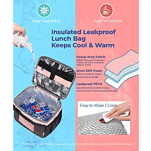 SUNNY BIRD Insulated Lunch Bag with Foldable and Leakproof Design, Thermally Insulated, Shoulder Strap for Women, Men and Teen (Pink 002)