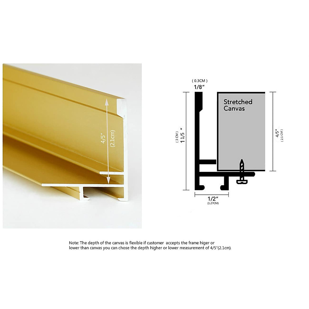 GVS-ART DIY Metal Floating Frame for 12X12 Canvas Painting Art,4/5"(2.1cm) Depth, Floater Frame,Mental Frame Kit, Cut to Pieces,Not Include Canvas or Mat Light Gold Frame