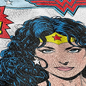 LOGOVISION Wonder Woman Blanket, 50"x60" Comic Cover Woven Tapestry Cotton Blend Fringed Throw