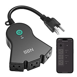 HBN Outdoor Smart Plug, Wi-Fi Heavy Duty Outlet with 3 Independent Outlets, Compatible with Alexa and Google Assistant, IP44 Waterproof, Voice & Remote Control Outlet, No Hub Required, ETL Listed