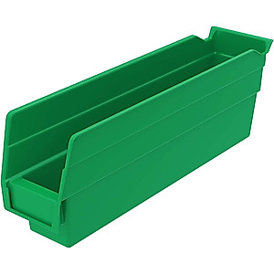 Akro-Mils 30110 Plastic Nesting Shelf Bin Box, (12-Inch x 3-Inch x 4-Inch), Green, (24-Pack)