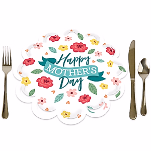 Big Dot of Happiness Colorful Floral Happy Mother's Day - We Love Mom Party Round Table Decorations - Paper Chargers - Place Setting For 12