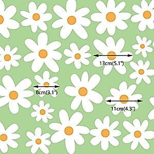 Runtoo White Daisy Flower Wall Art Stickers Boho Floral Wall Decals for Nursery Living Room Girls Bedroom Wall Decor